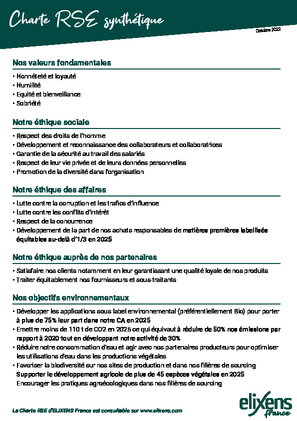 Brochure - Charte_rse_synthetique_octobre2022 - Elixens france ...